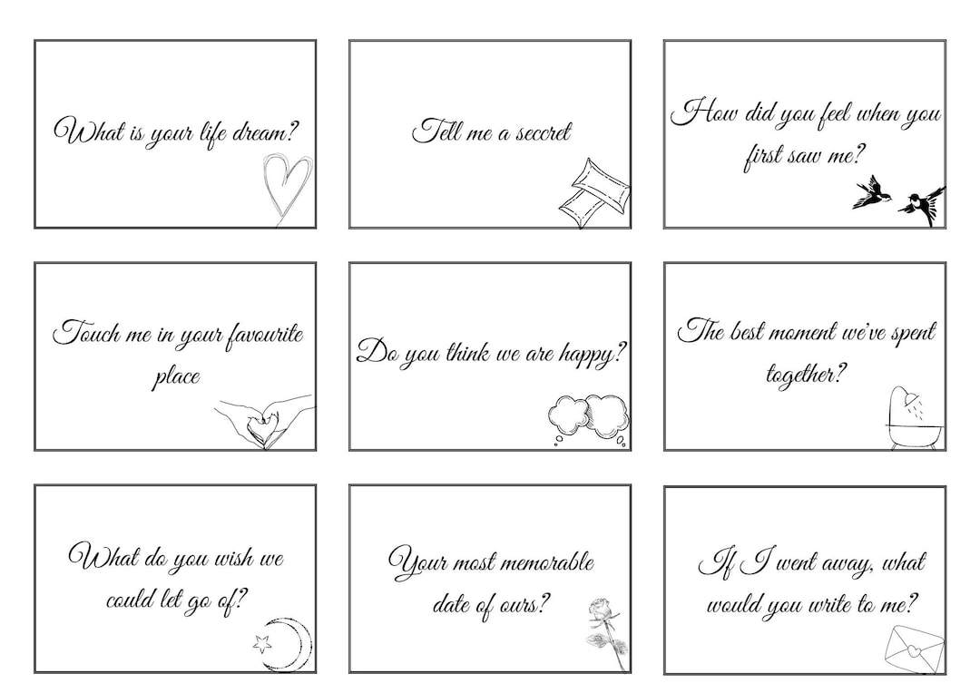 54 Intimacy Cards for Couples Pillow Talk Question Cards Date Night ...