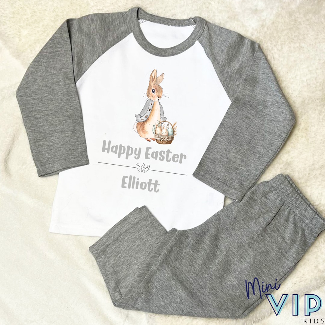 Happy Easter Personalised Bunny Rabbit Easter Pjs Pyjamas - Etsy UK