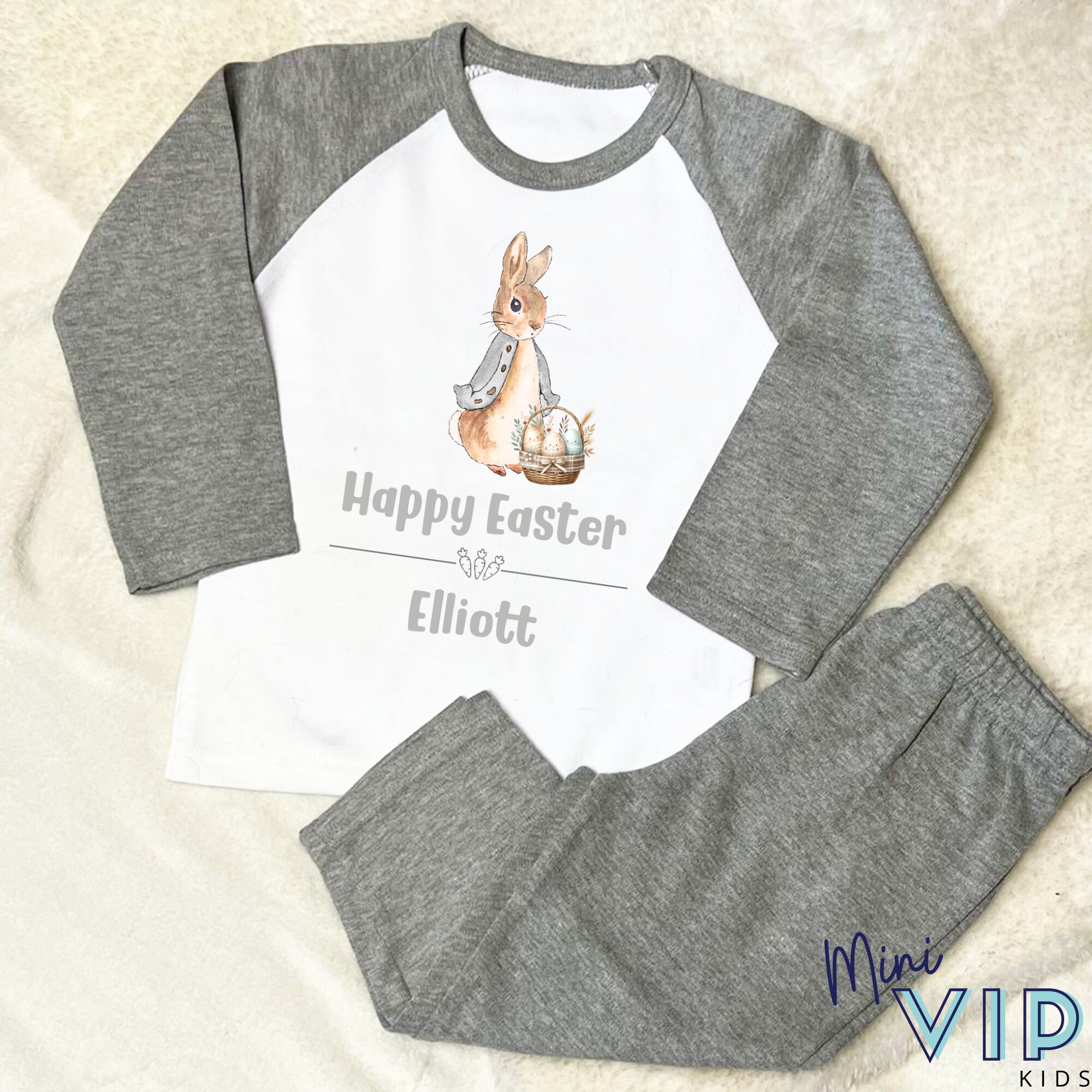 Happy Easter Personalised Bunny Rabbit Easter Pjs Pyjamas - Etsy UK