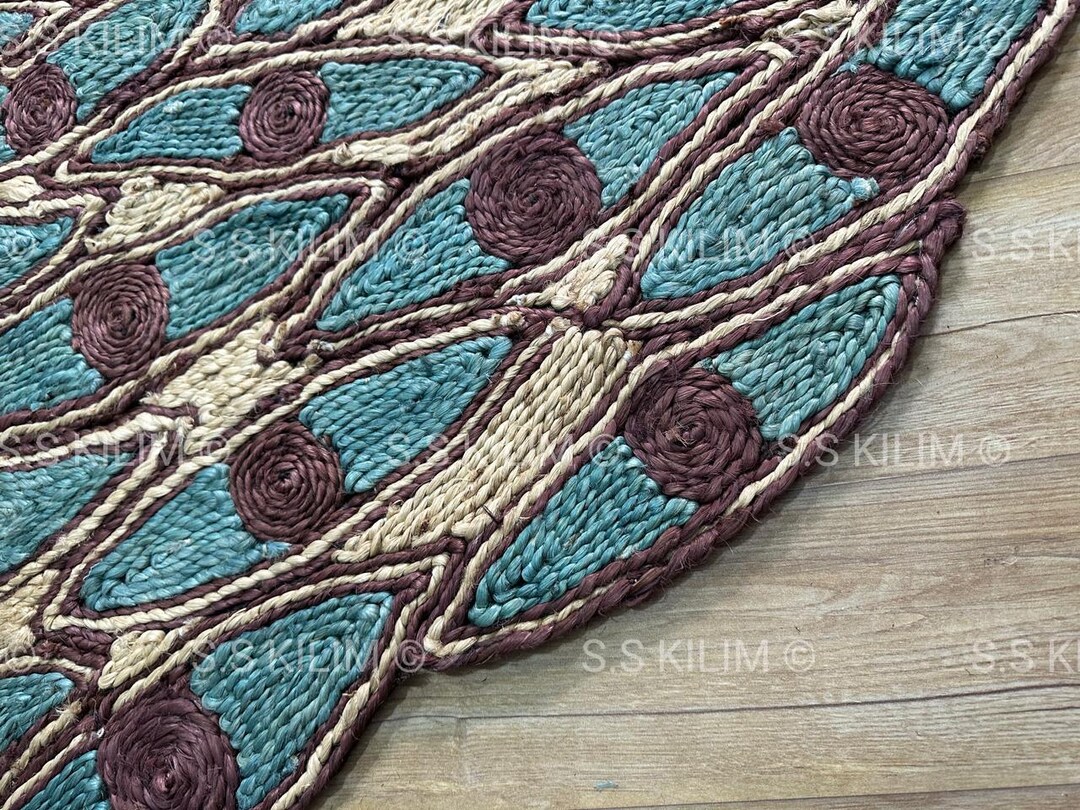 Handmade Blue Abaca Jute Rug 4x6 Ft, Eco-friendly Woven Area Rug for ...
