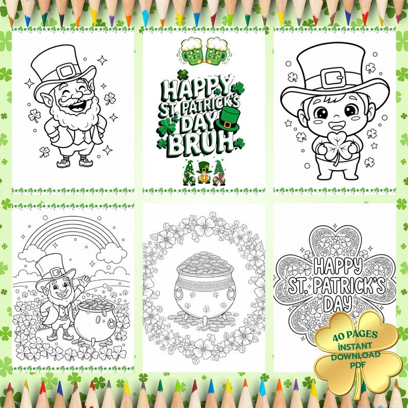 St. Patrick's Day Coloring Book 2026 | 40 Pages Printable Kids ...