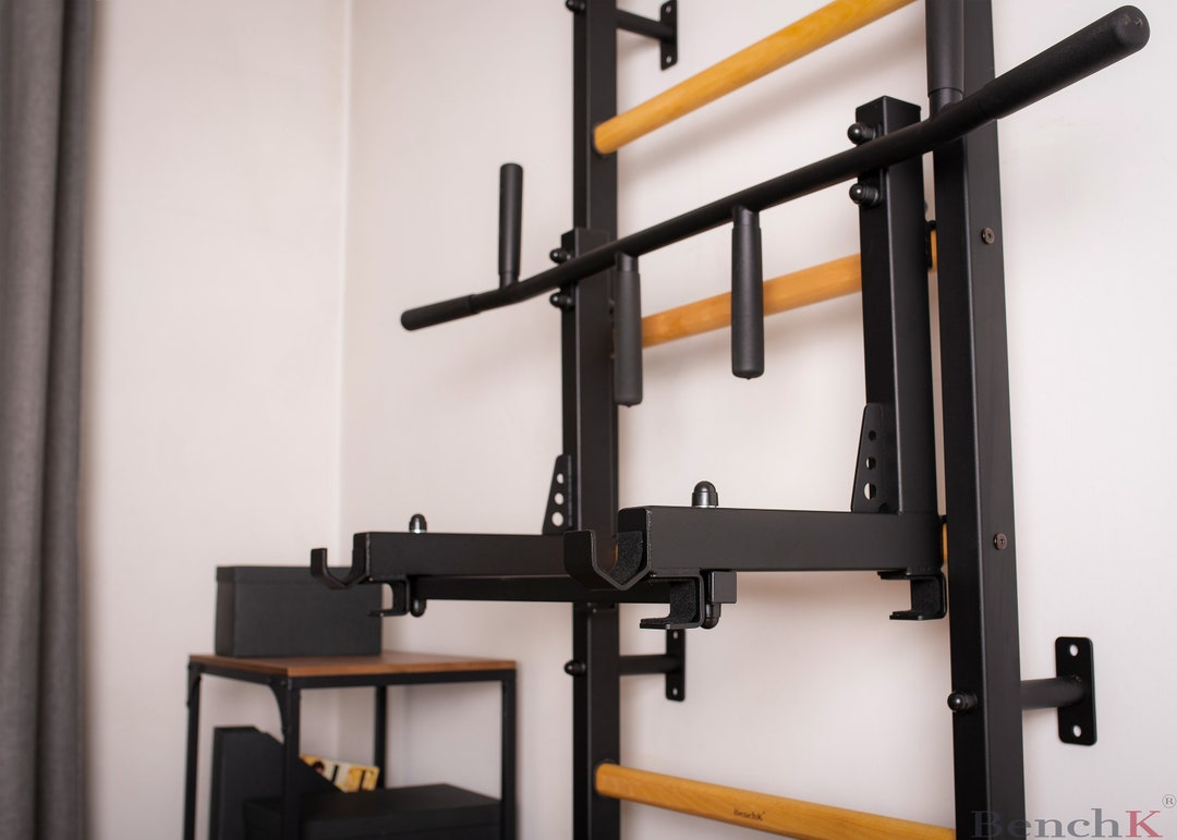 Benchk Wall Bars With a Convertible Steel 6-grip Pull-up Bar Used as a ...