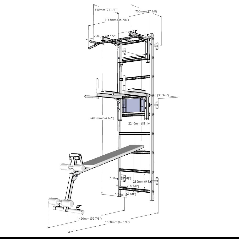 Benchk Wall Bars With a Convertible Steel 6-grip Pull-up Bar as a ...