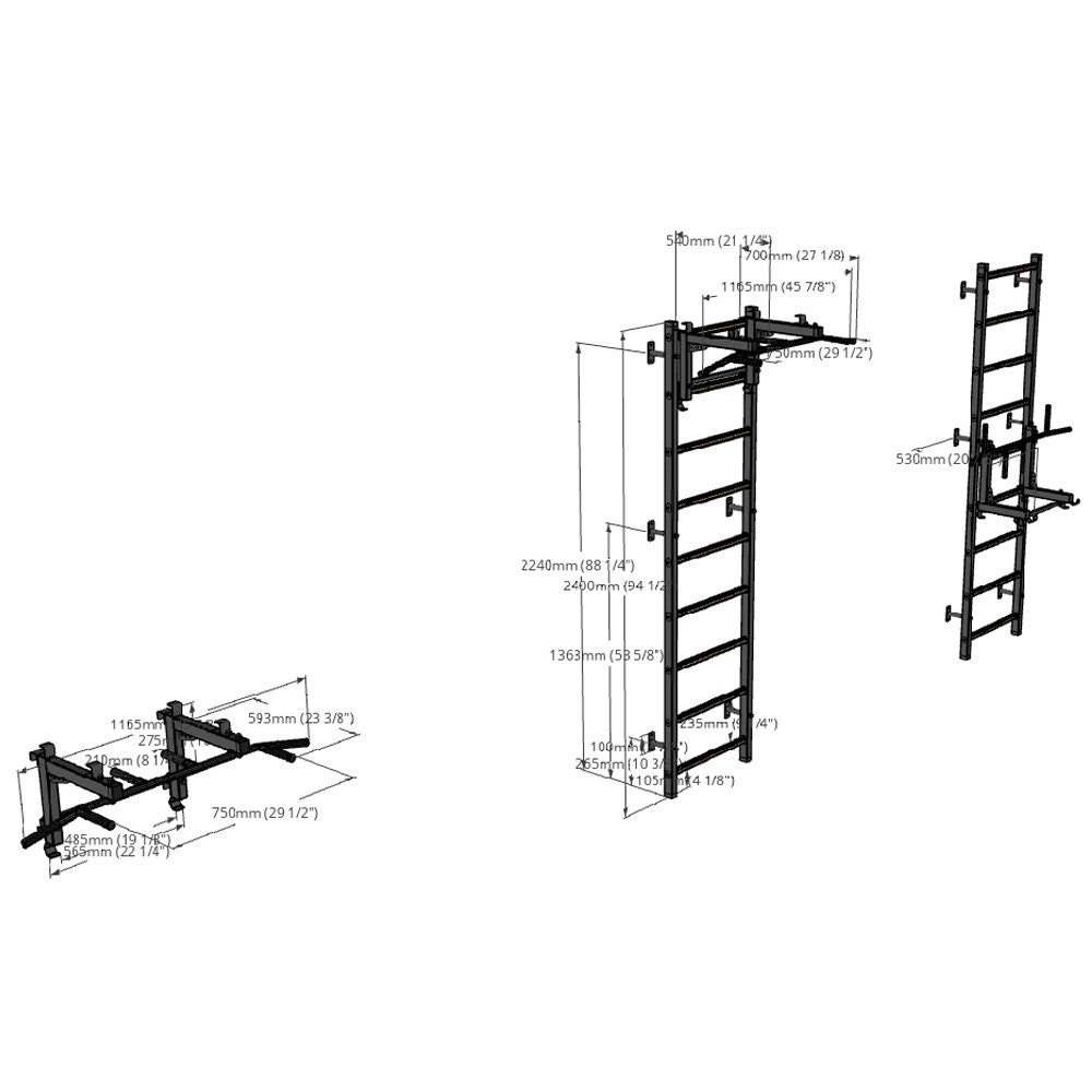 Benchk Wall Bars With a Convertible Steel 6-grip Pull-up Bar Used as a ...