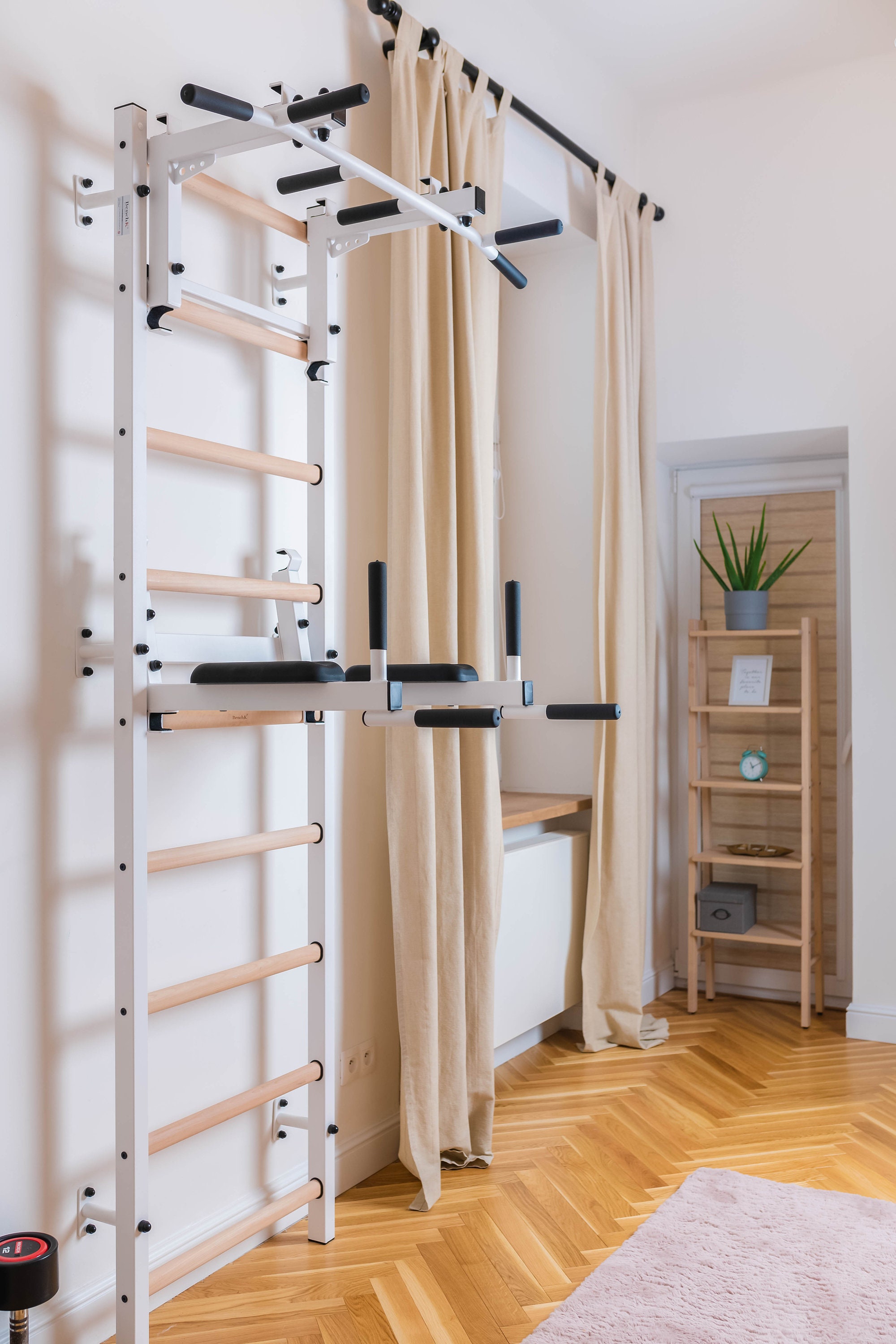 Benchk Wall Bars With a Convertible Steel 6-grip Pull-up Bar, Barbell ...