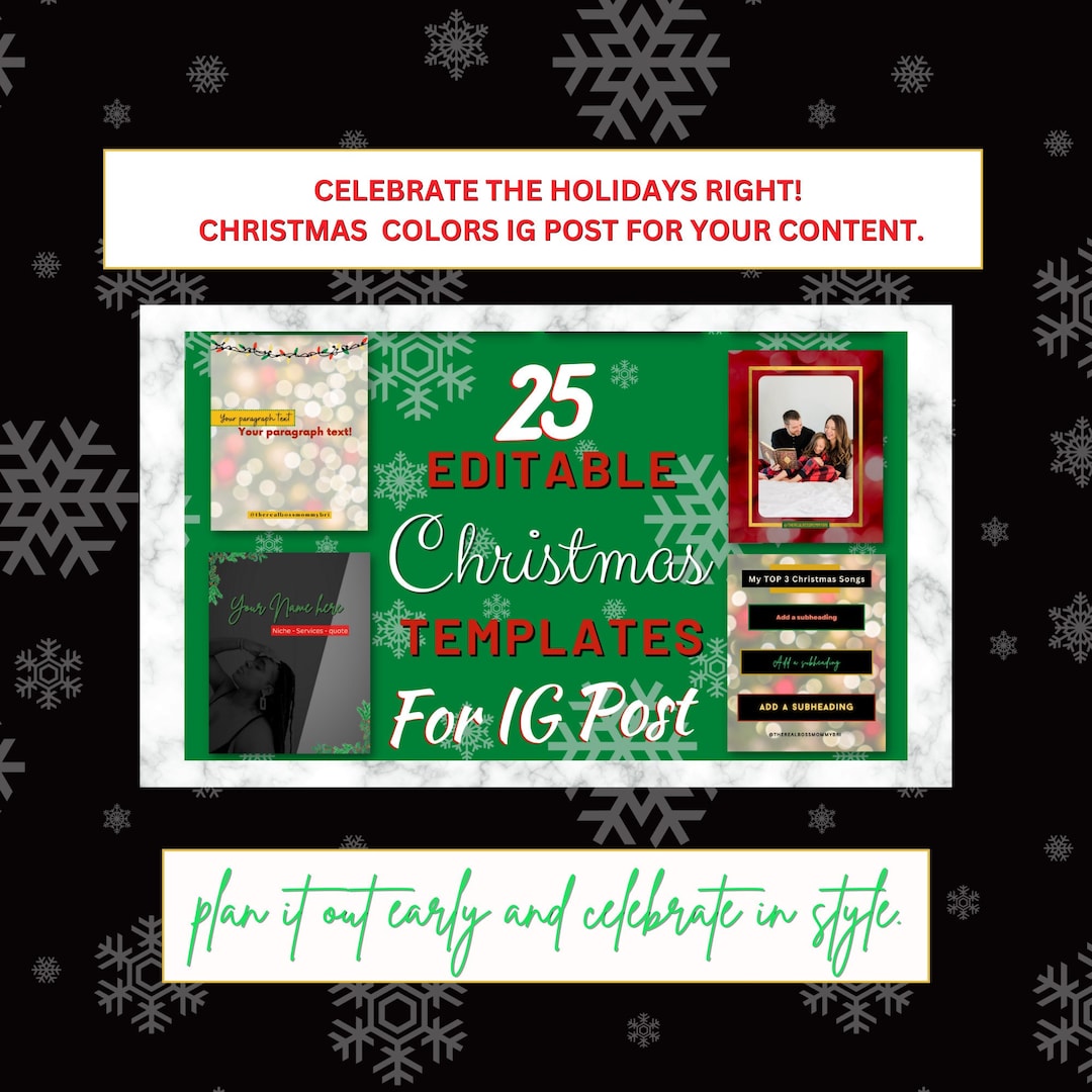 25 Christmas Editable Template Christmas Themed Template - Etsy