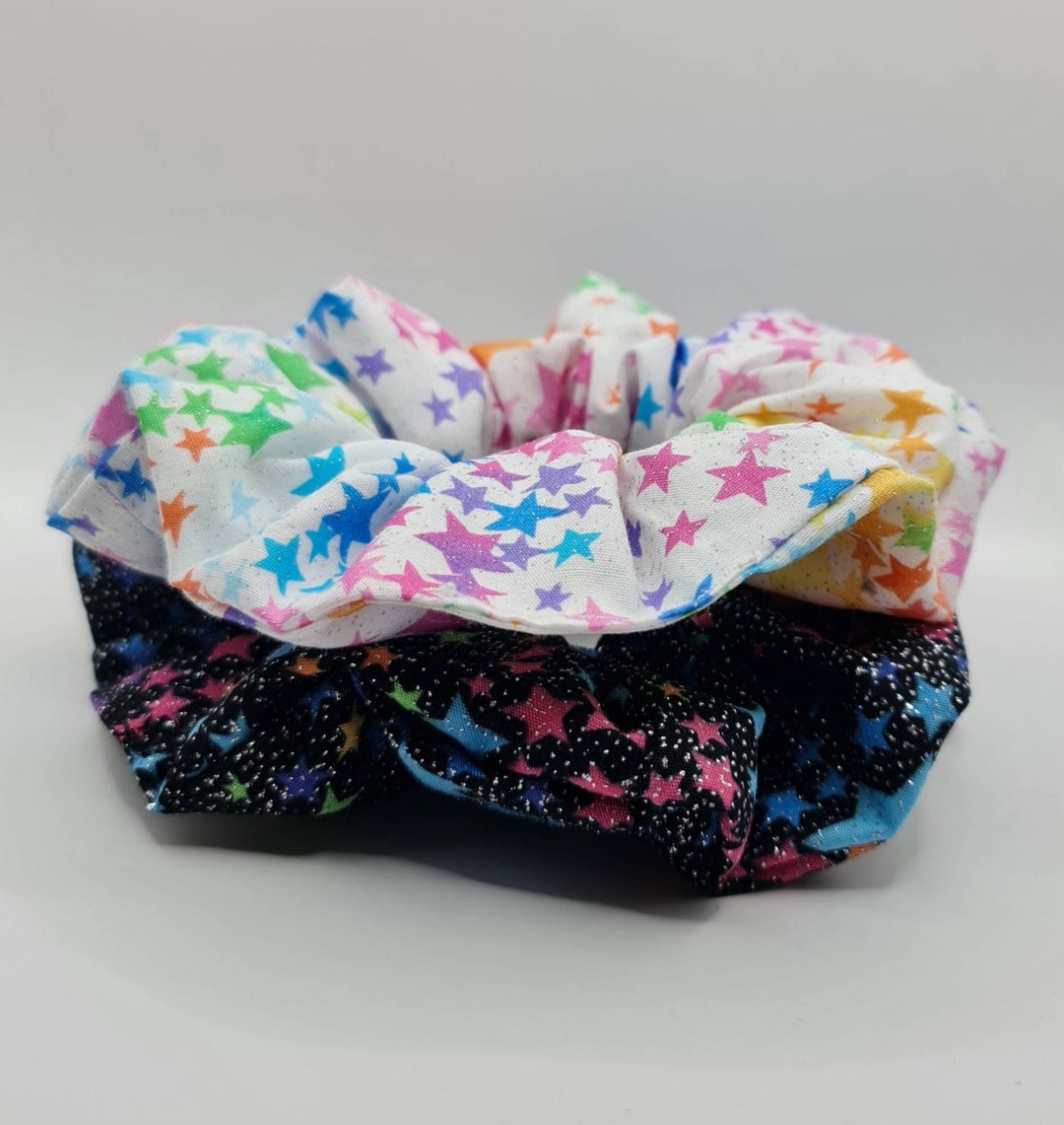 Glitter Star Scrunchies, Handmade, Hair Accessory, Gift Idea, Scrunchy ...