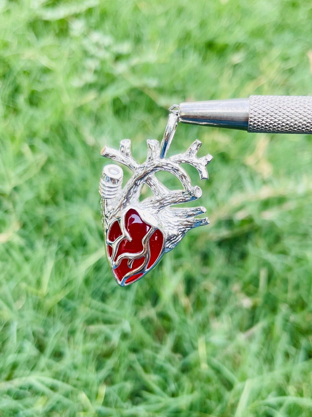 Heart Silver Pendant, Human Heart Shape Pendant, Human Organ Pendant ...