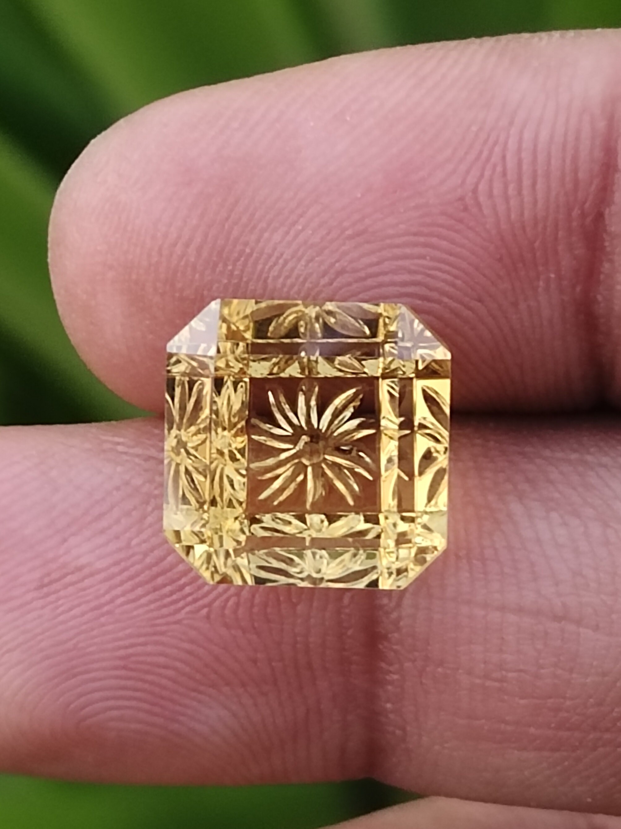 Citrine Gemstone, Square Octagon Shape Stone, Carved Gemstone, Fancy ...