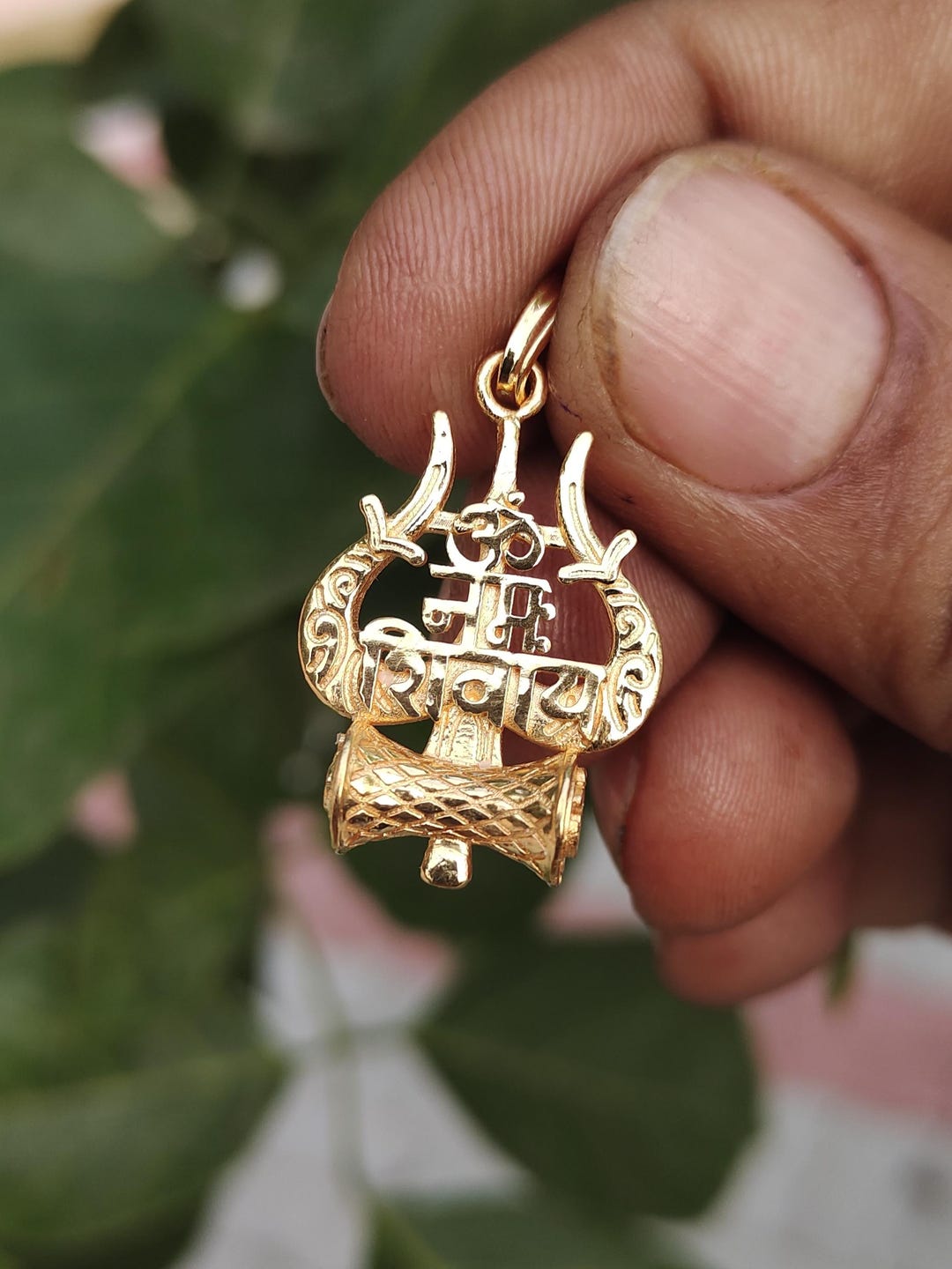 18K Gold Plated Lord Shiv Pendant: Trishul Om Spiritual Jewelry ...