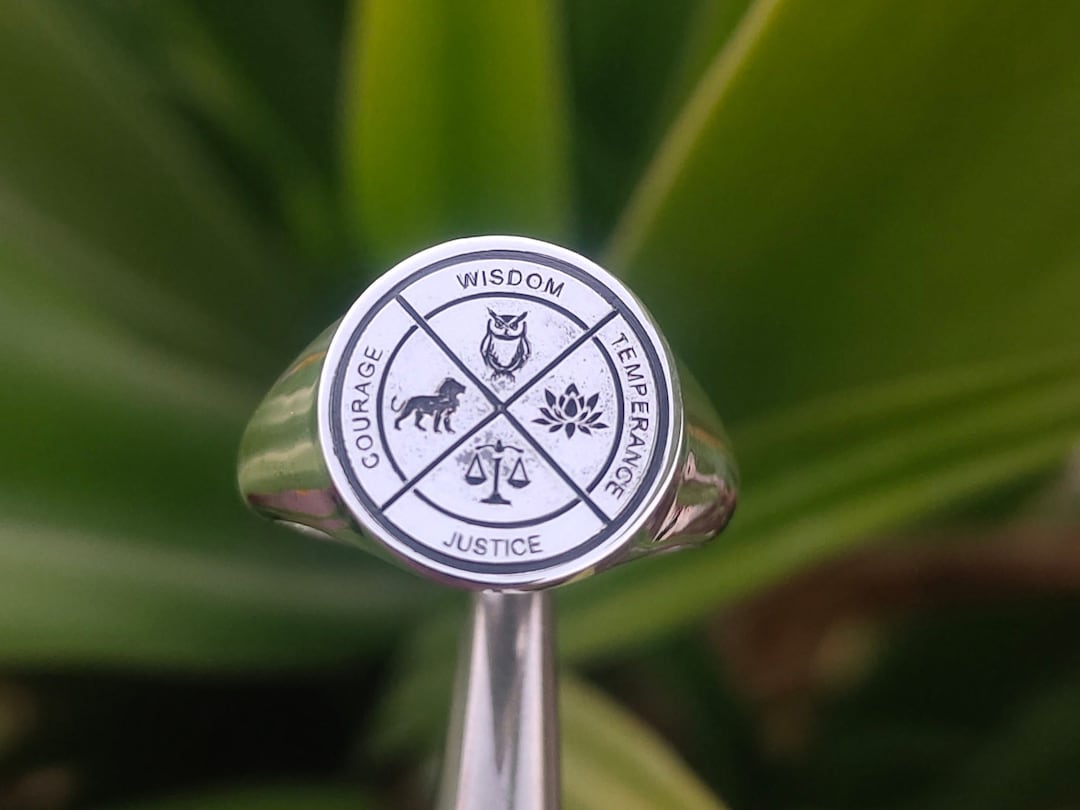 Handcrafted Signet Wisdom Ring, Sterling Silver Justice Band, Unisex ...