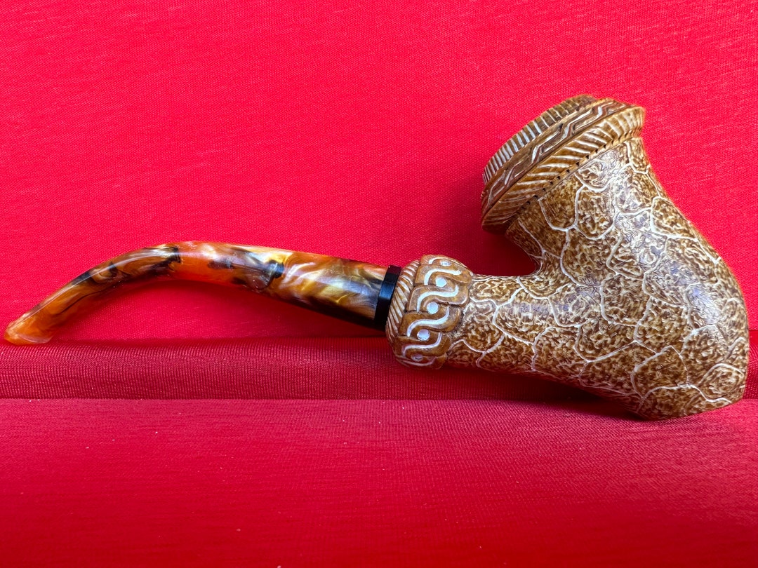 Vintage Brown Triangle Meerschaum Hand Carved Pipe, Vintage Block ...