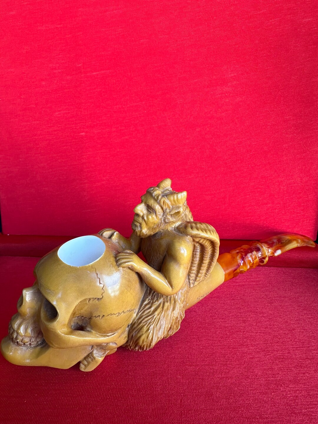Huge Devil and Skull Meerschaum Pipe, Groomsmen Gifts, Hand Carved ...