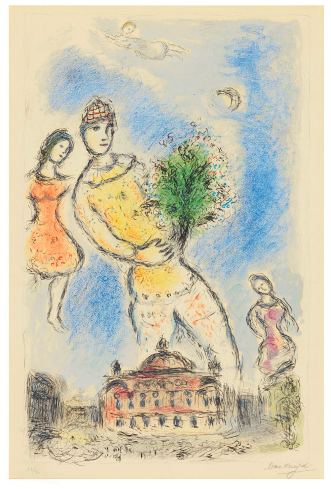 MARC CHAGALL Signed and Numbered Lithograph Dans Ciel De L'opera 1980 ...