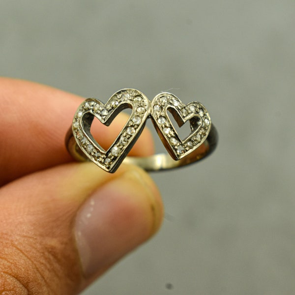Heart Charm Ring - Etsy