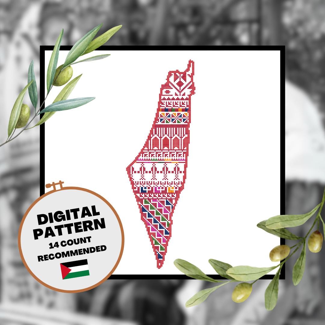 Map of Palestine Tatreez Pattern - Etsy