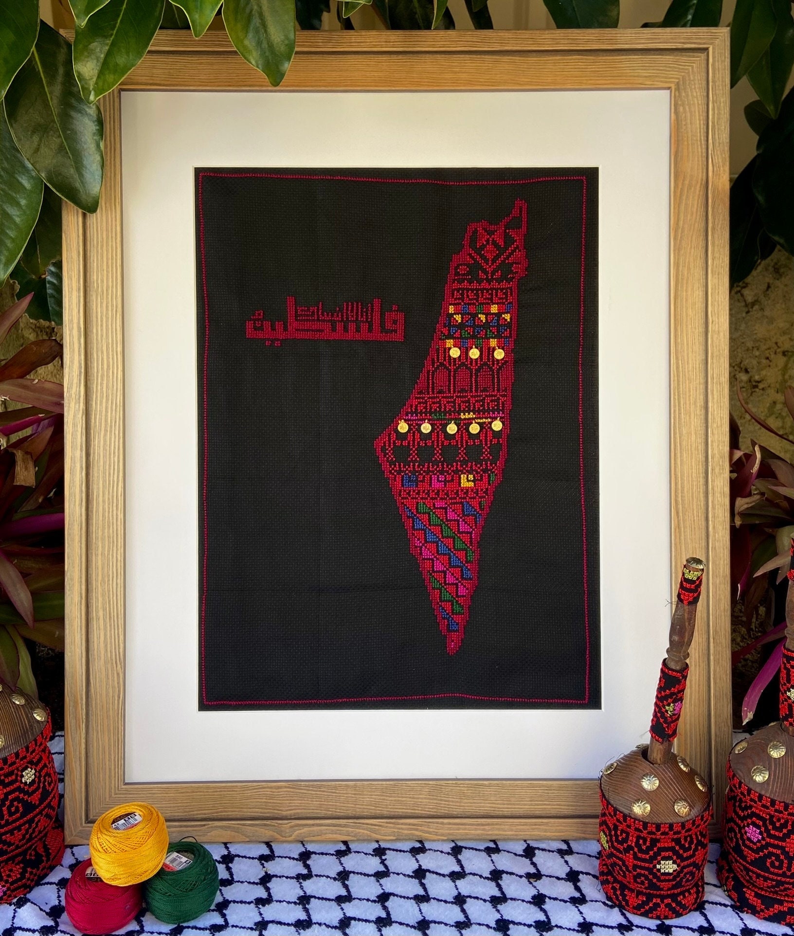 Map of Palestine Tatreez Pattern - Etsy