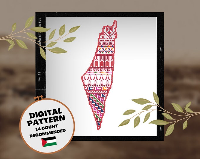 Map of Palestine Tatreez Pattern - Etsy