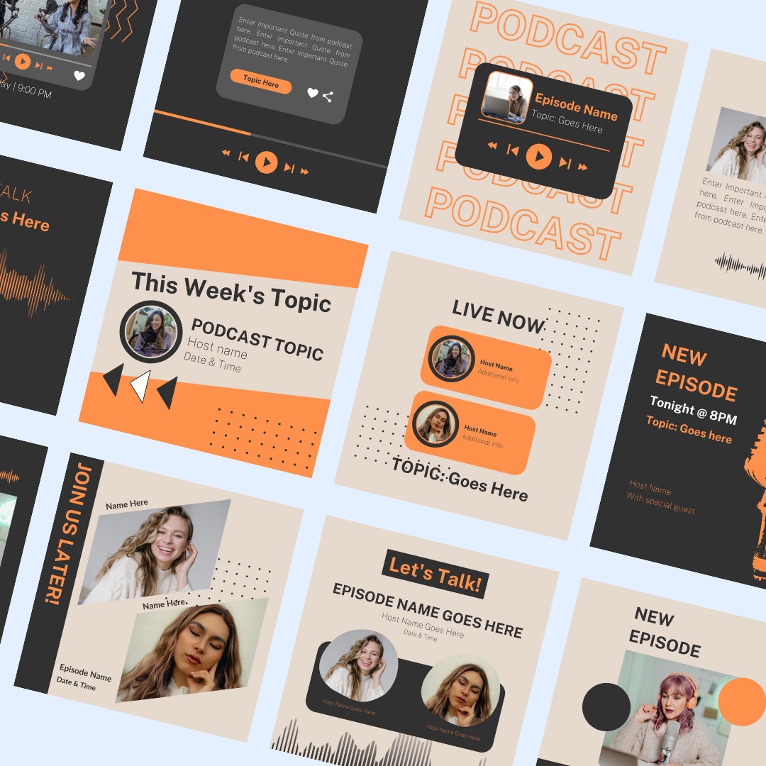 100 Podcast Instagram Templates for Your Social Media Canva - Etsy