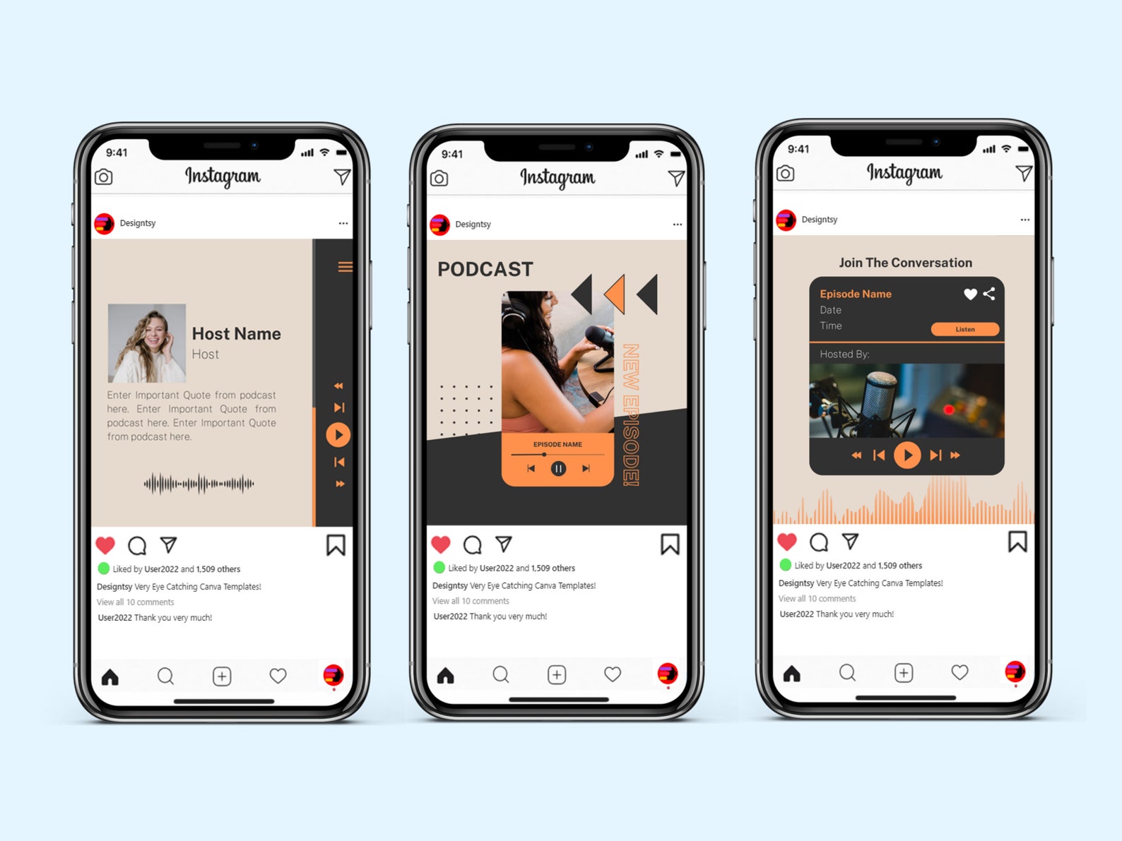 100 Podcast Instagram Templates for Your Social Media Canva - Etsy