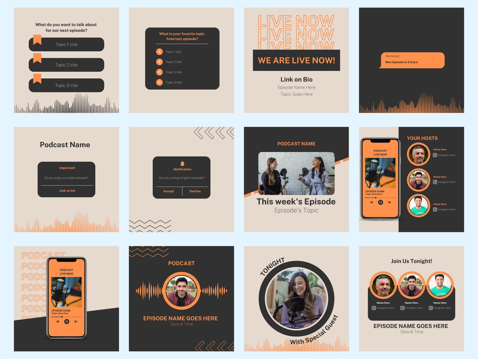 100 Podcast Instagram Templates for Your Social Media Canva - Etsy