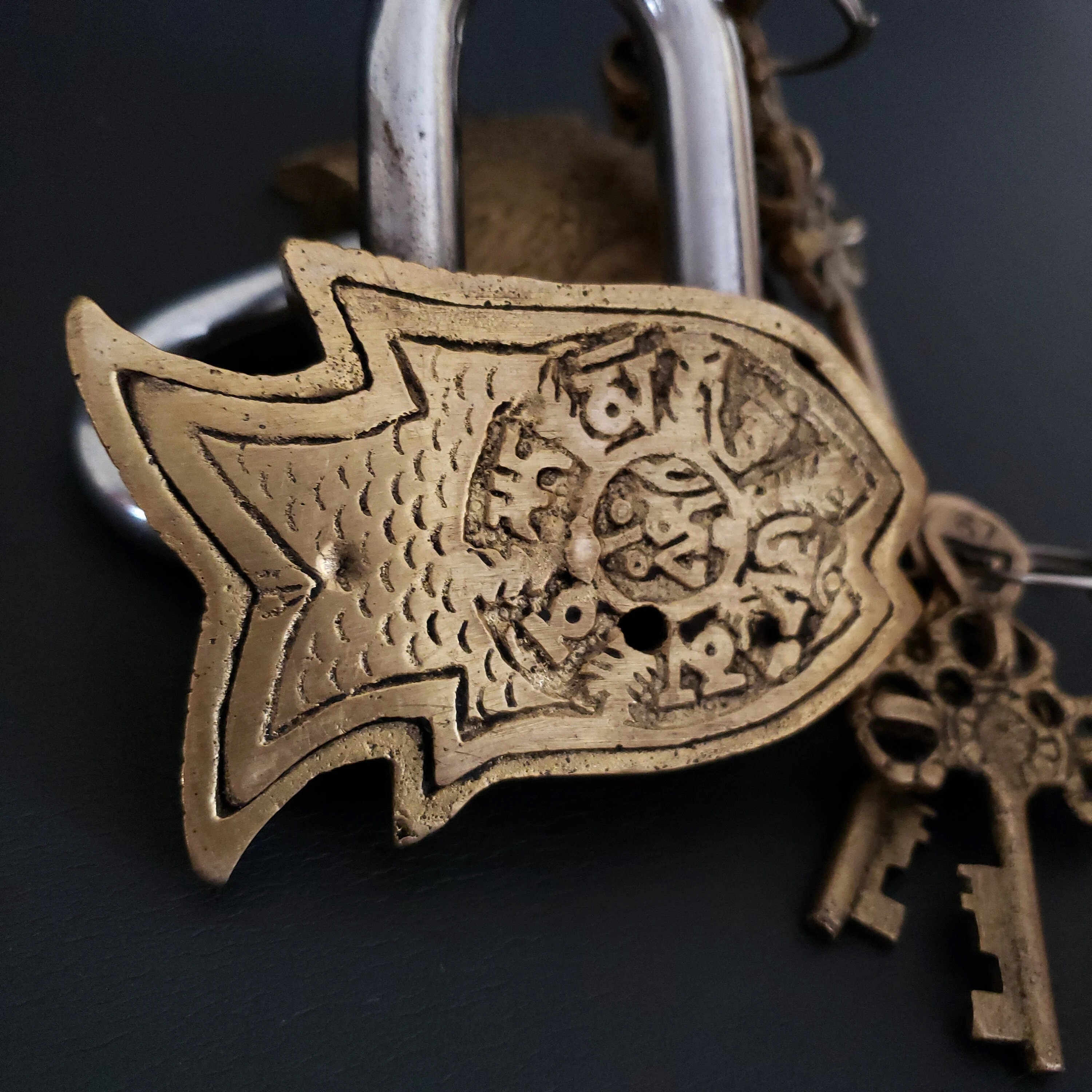Brass Fish Lock With 2 Unique Keys Metal Cast Indian Temple - Etsy