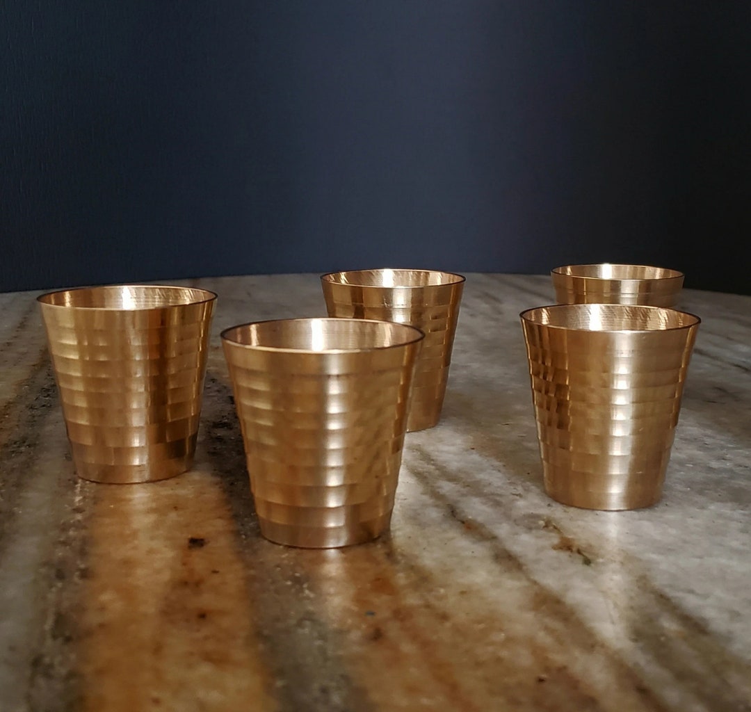 Unique Brass Shot Glass Set Home Bar - Etsy