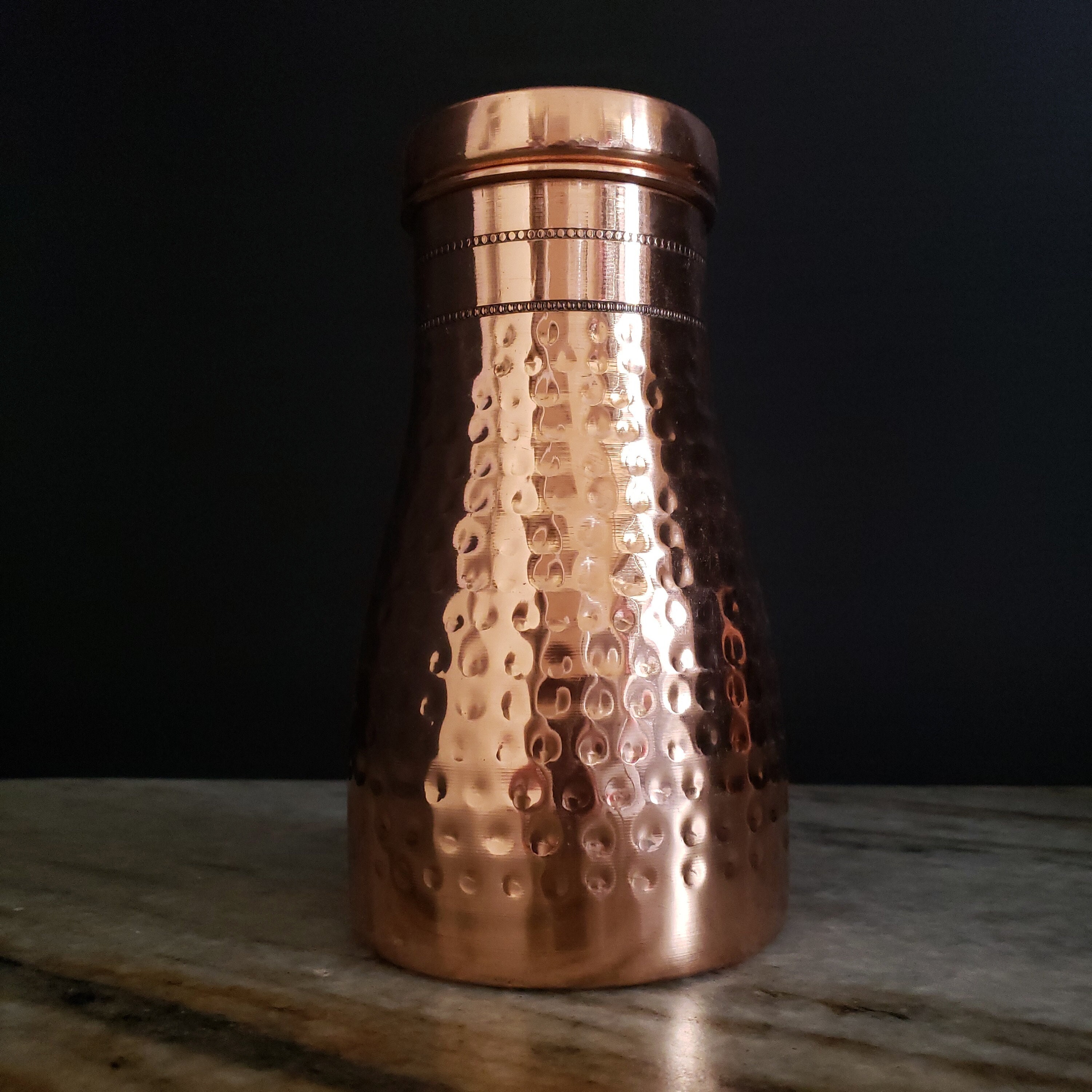 Hammered Pure Copper Water Carafe With Copper Cup Cap - Etsy