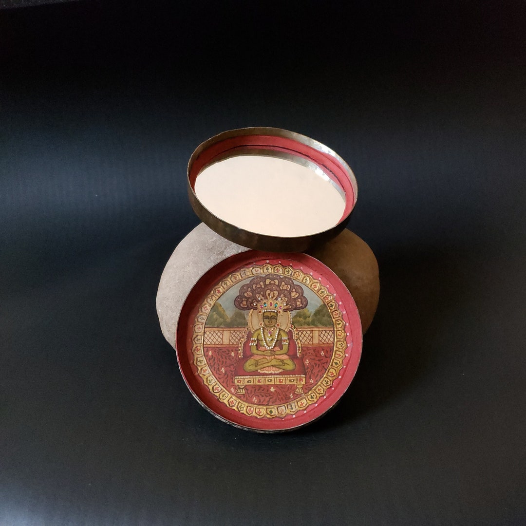 Beautiful Old Brass Jain Prayer Box - Keep Your Spiritual Items Close ...