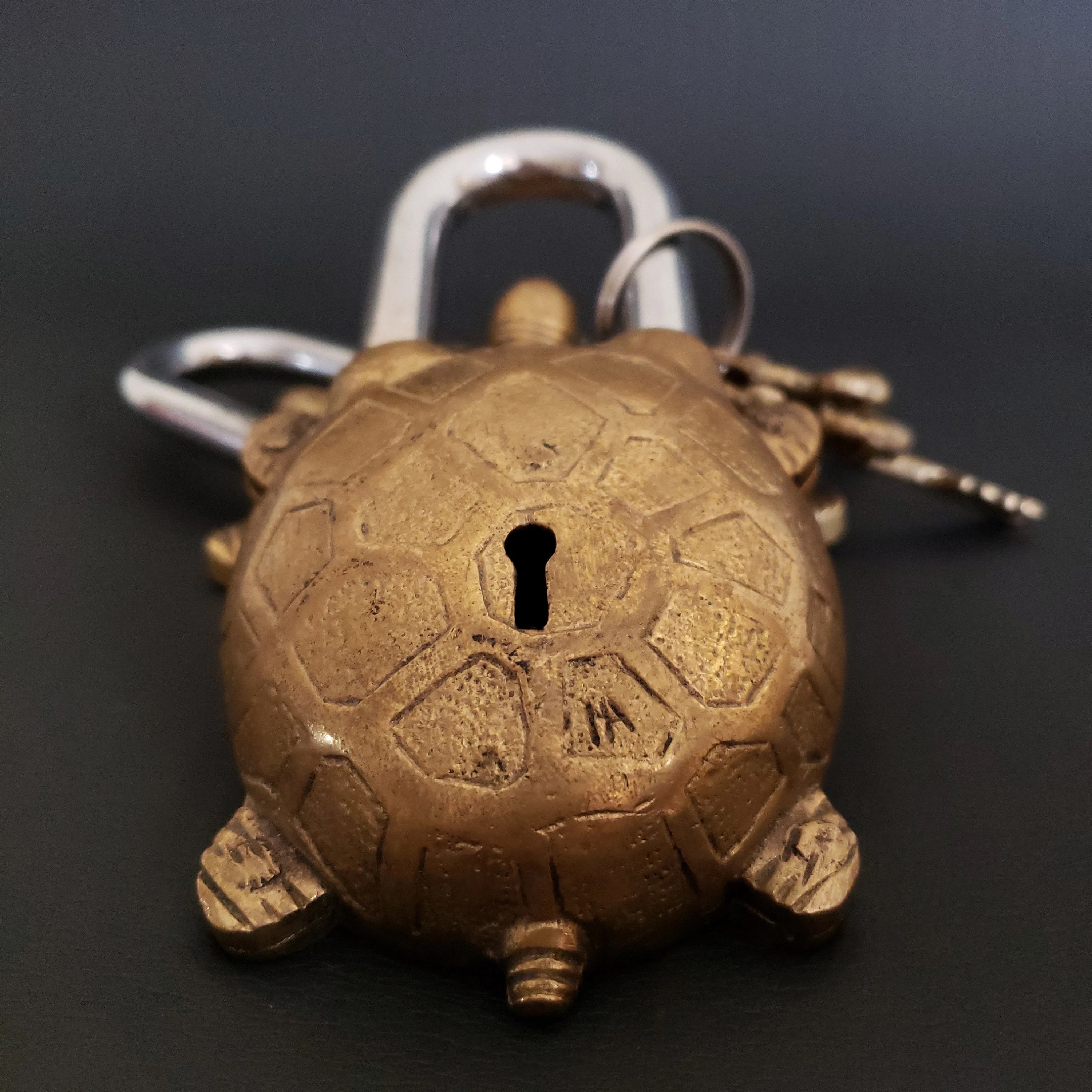 Brass Turtle Lock With Two Keys Indian Animal Padlock Vintage Metal ...