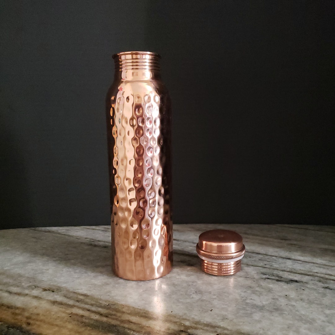 Pure Hammered Copper Water Bottle With Copper Screw Cap Hand Made ...