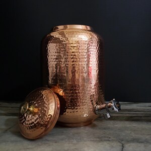 8L Pure Copper Water Dispenser Hand Hammered Indian Copper Home Studio ...