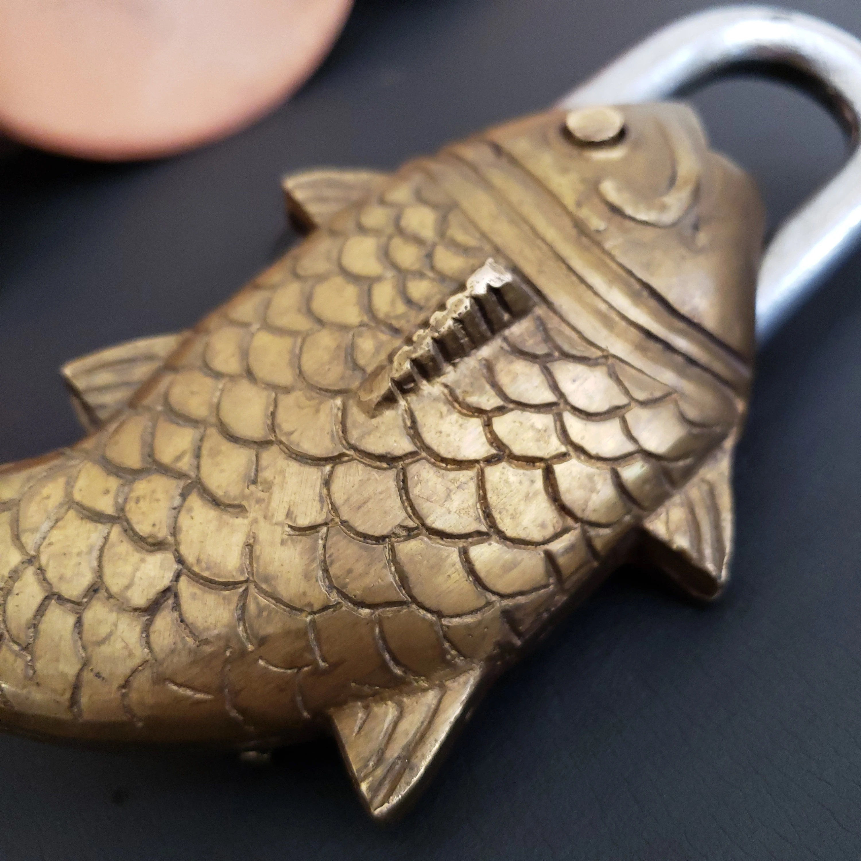 Vintage Brass Fish Lock With 2 Keys Indian Temple Padlock - Etsy
