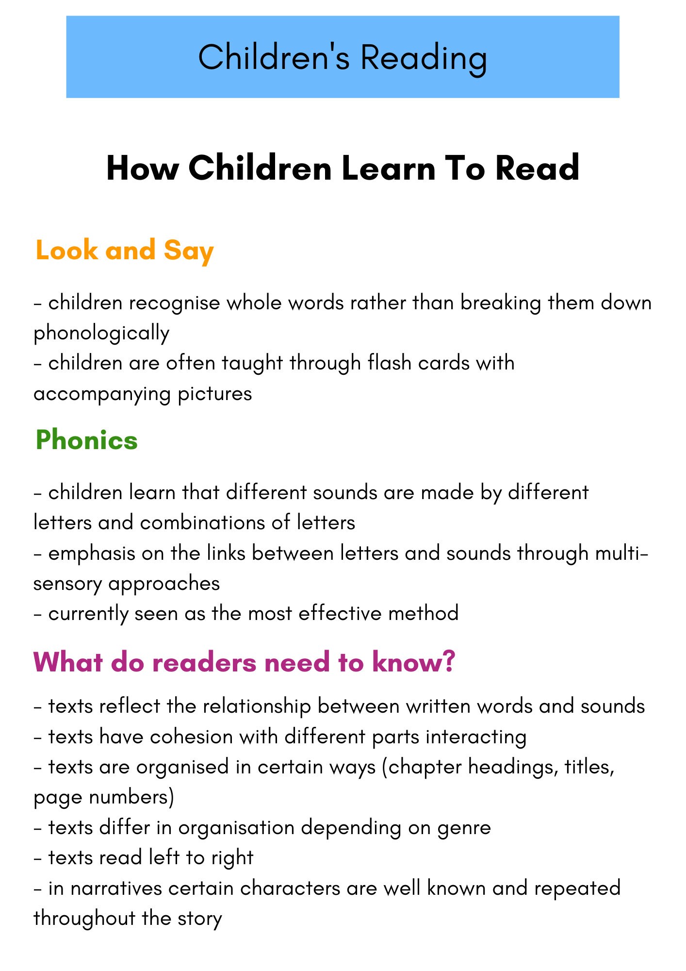 English Language A Level Child Language Revision Documents (reading ...
