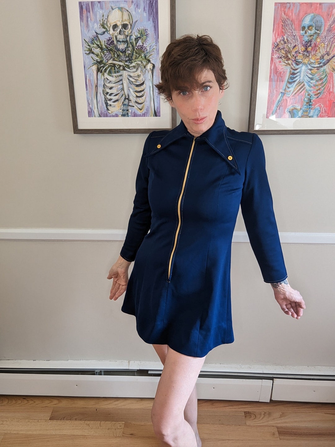 1970s Funky Blue Micro Mini Dress Super Fly and Super Sexy - Etsy