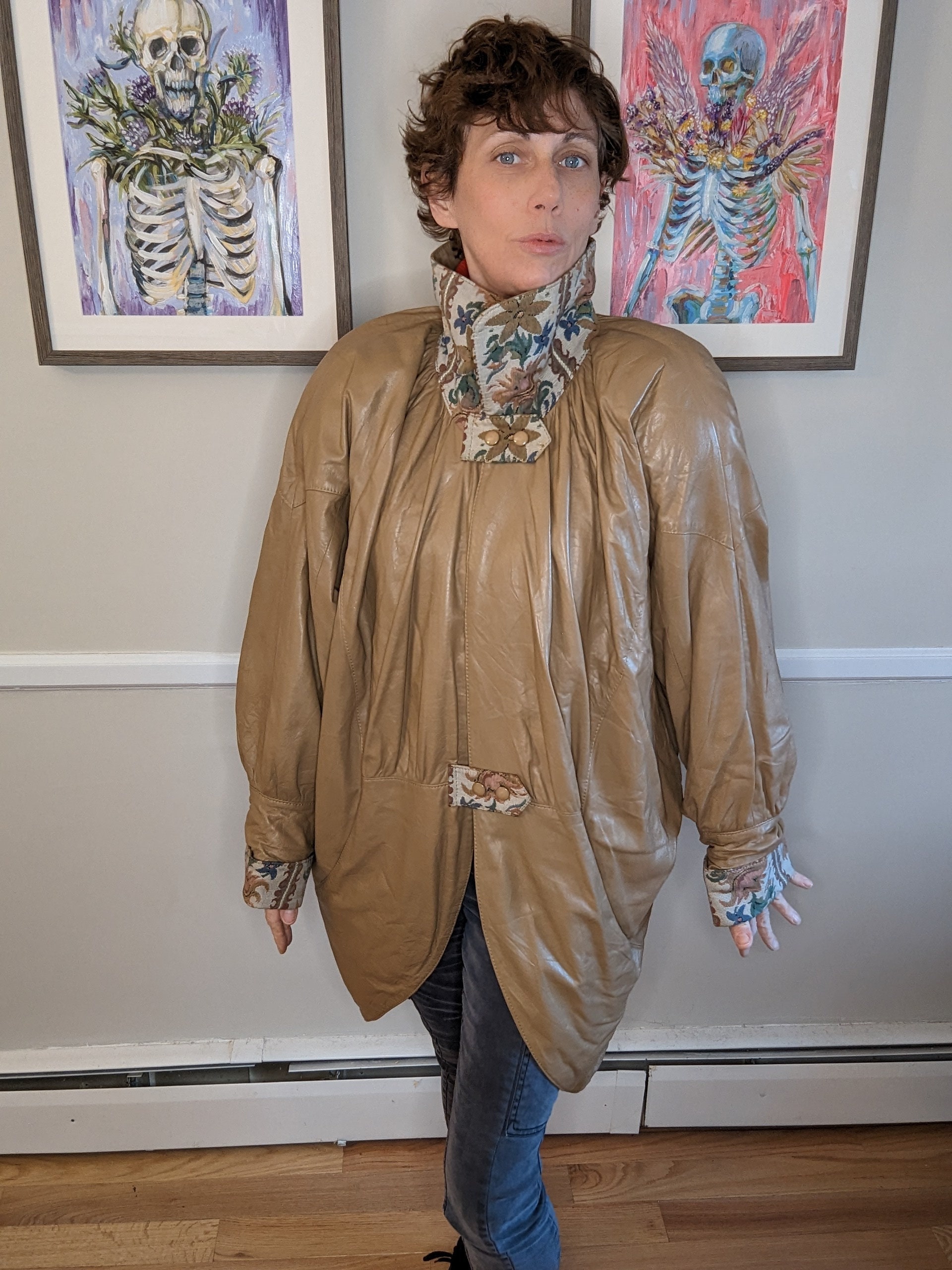 1980s Batwing Leather Jacket - Etsy