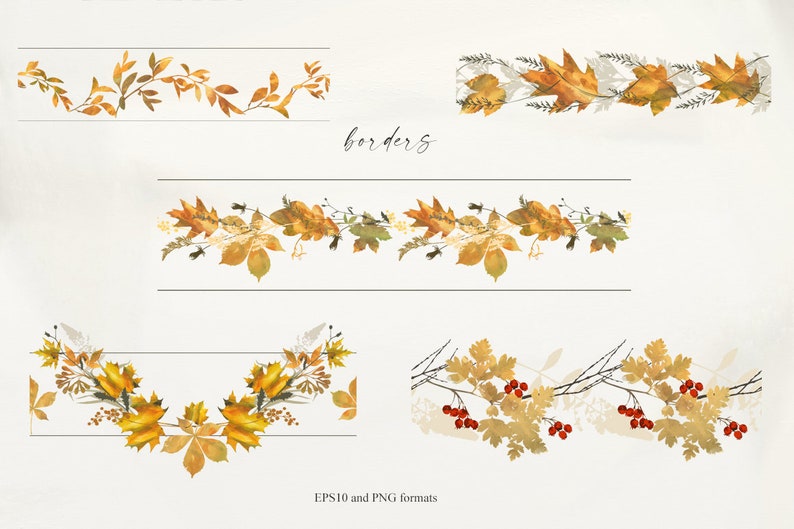 Autumn Seamless Borders Png, Fall Frames Clipart, Autumn Garland Png ...