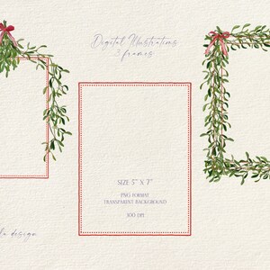 Christmas Mistletoe Garlands: Vintage Frames & Seamless Patterns (PNG ...