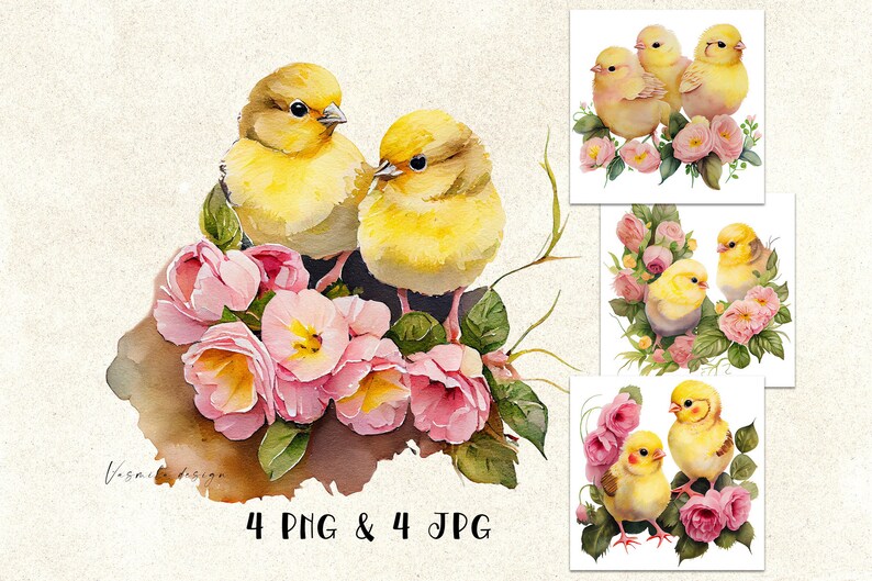 Watercolor Chickens Clipart, Cute Floral Chickens PNG, Baby Chickens ...