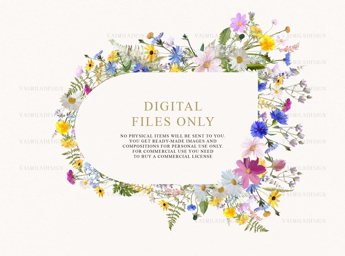 Wildflowers Floral Frame PNG Wildflowers Border Summer - Etsy