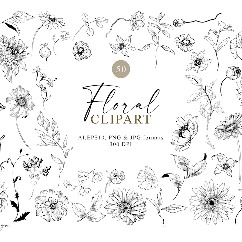 Floral Line Art - Etsy