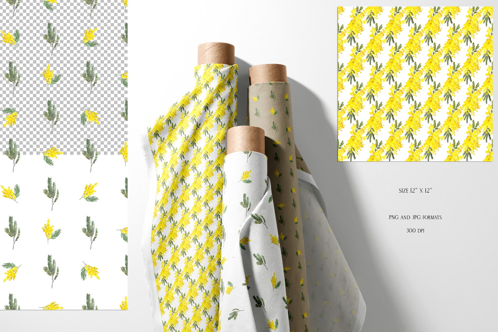 Mimosa Flowers Borders Frames PNG, Spring Yellow Floral Garlands ...