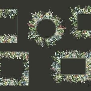 Watercolor Greenery Frames, Floral Eucalyptus Borders, Greenery Frames ...
