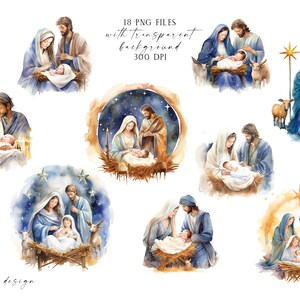 Watercolor Christmas Nativity Scene Clipart Bundle (PNG) - Etsy