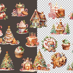 Christmas Holiday Dessert, Watercolor Festive Cookie Clipart, Christmas ...