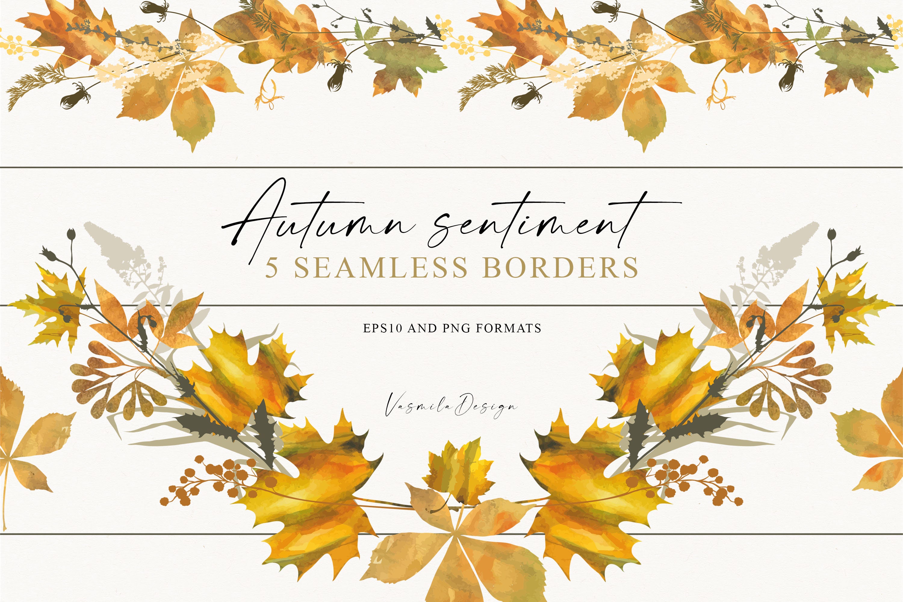 Autumn Seamless Borders Png, Fall Frames Clipart, Autumn Garland Png ...