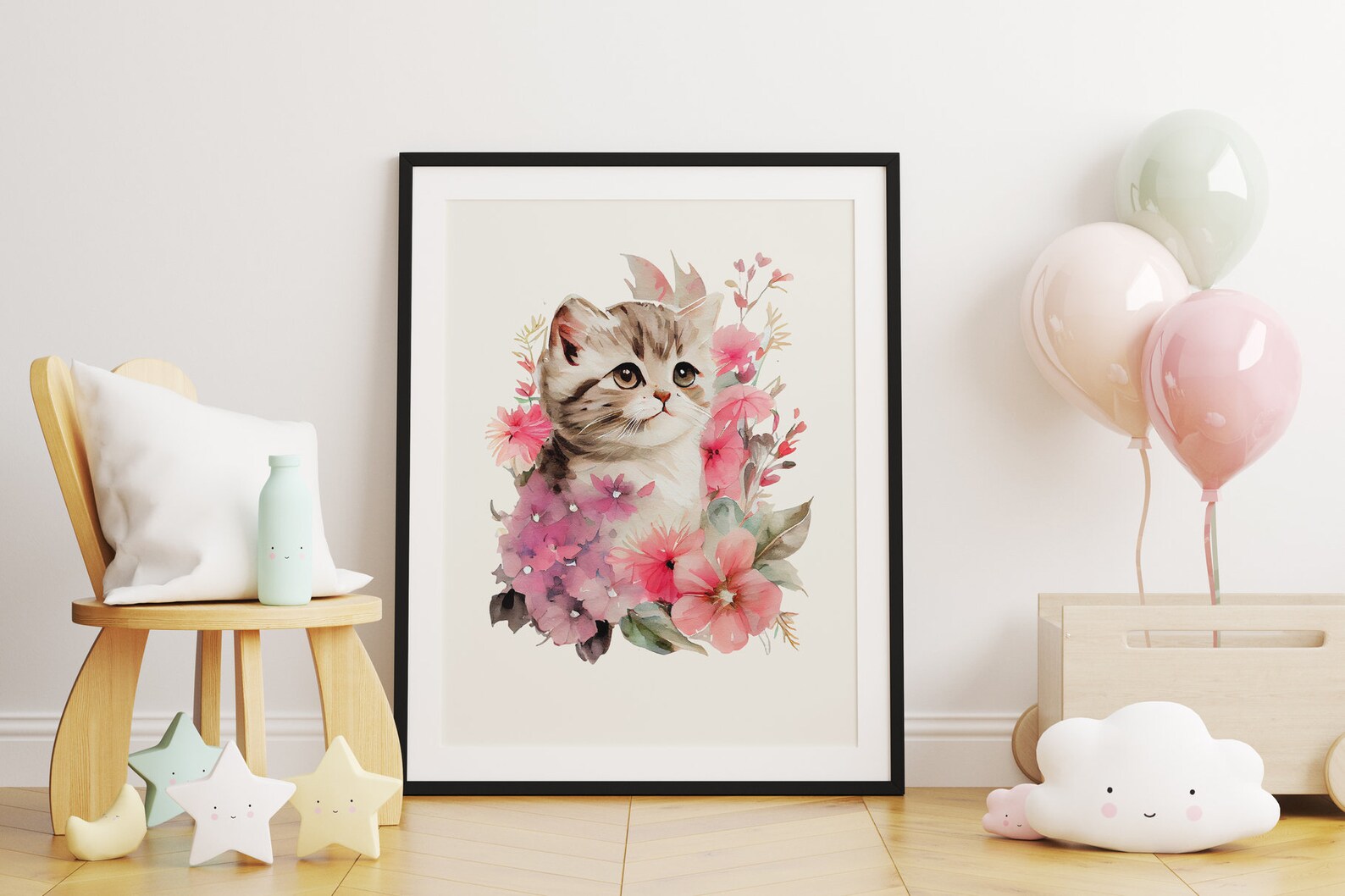 Watercolor Kitten in Flowers, Flower Cat PNG, Floral Kittens Clipart ...