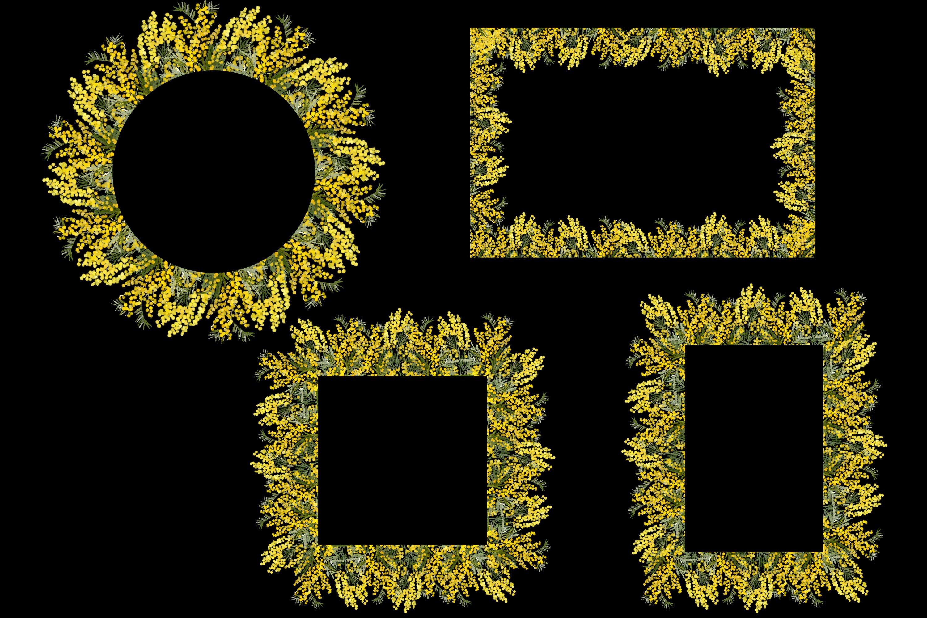 Mimosa Flower Frames Borders PNG Spring Yellow Floral - Etsy