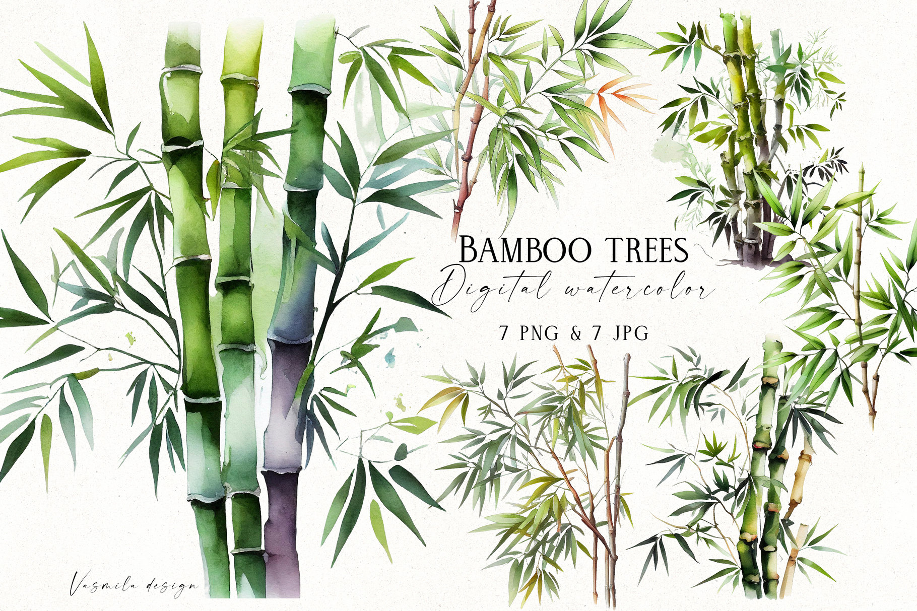 Watercolor Bamboo Trees PNG Watercolor Bamboo Landscapes - Etsy