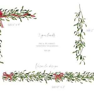 Mistletoe Borders and Frames, Vintage Style Garlands PNG, Christmas ...